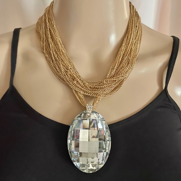 Jewelry | Multi Strand Big Stone Pendant Necklace | Poshmark